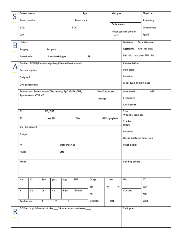 SBAR | Medical Specialties | Clinical Medicine