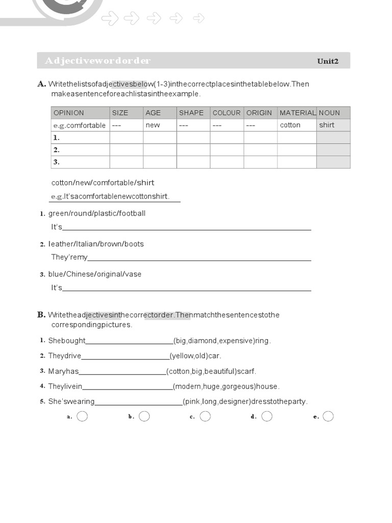 Adjectivewordorder: Comfortable - New - Cotton Shirt | PDF | Language ...