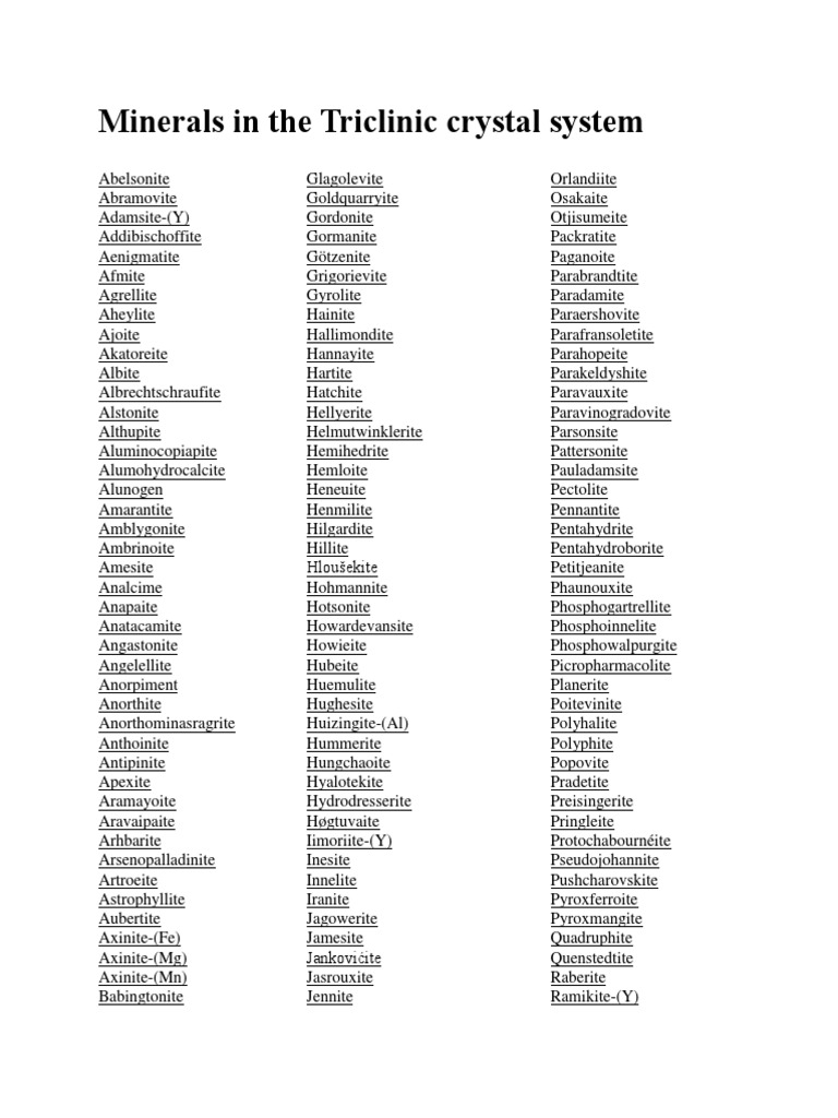 Mineral Sistem Triclinic | PDF