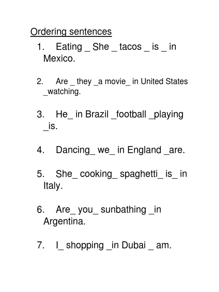 Ordering Sentences | PDF