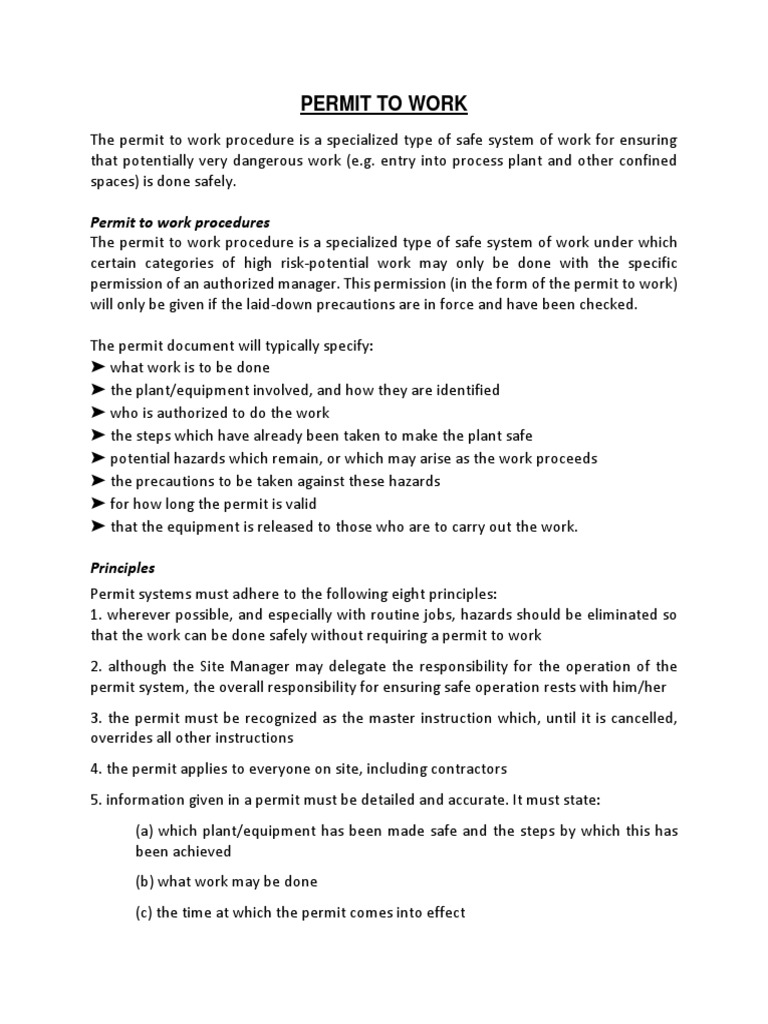 Permit To Work | PDF | High Voltage | Safety