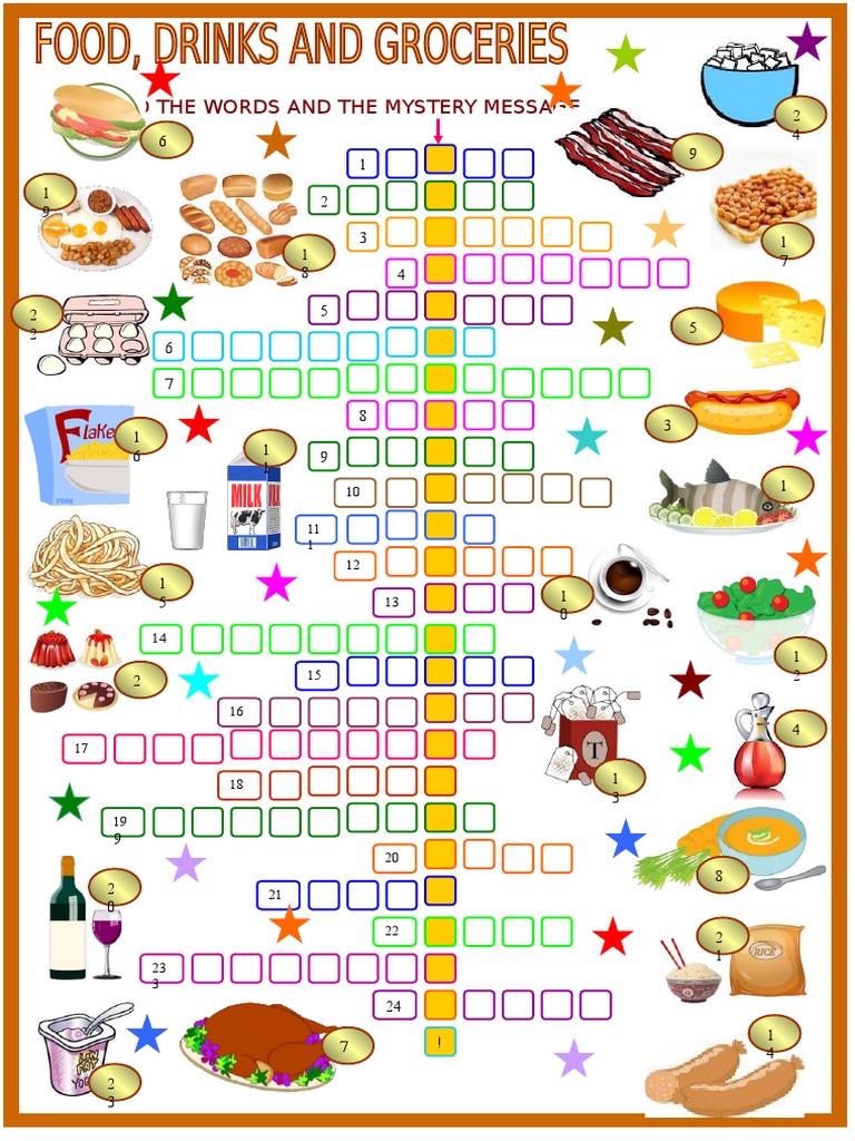 Food and Drinks Crossword Puzzle | PDF | Leisure | Foods