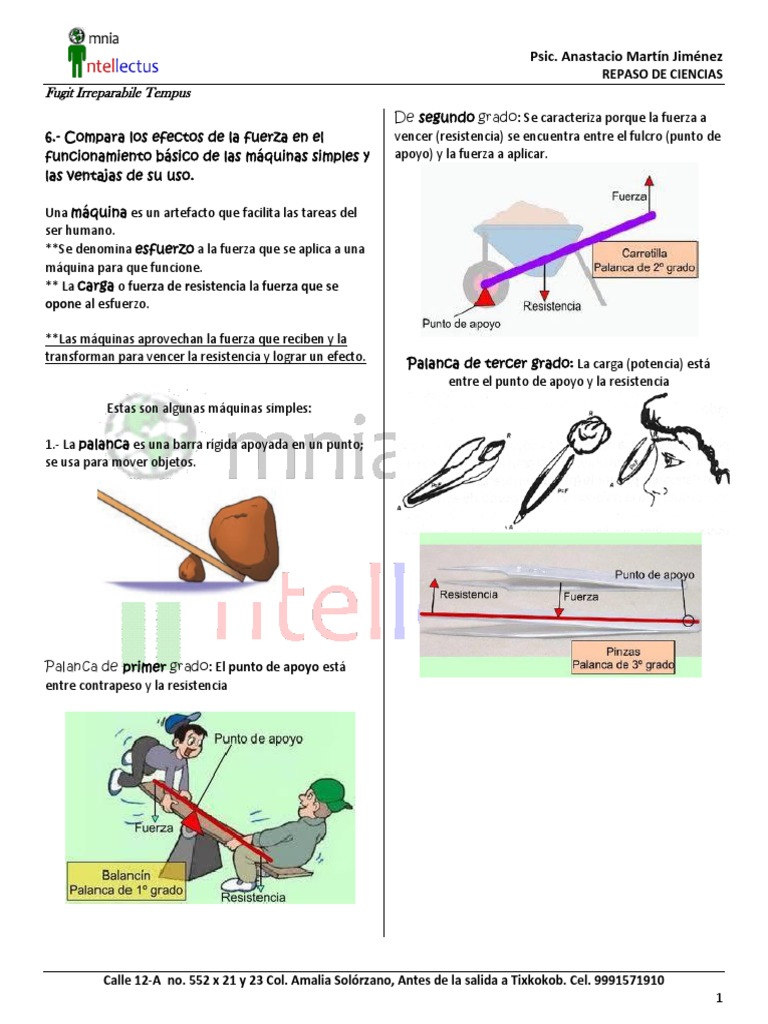 Ventajas y tipos de máquinas simples | PDF | Palanca | Bienes ...