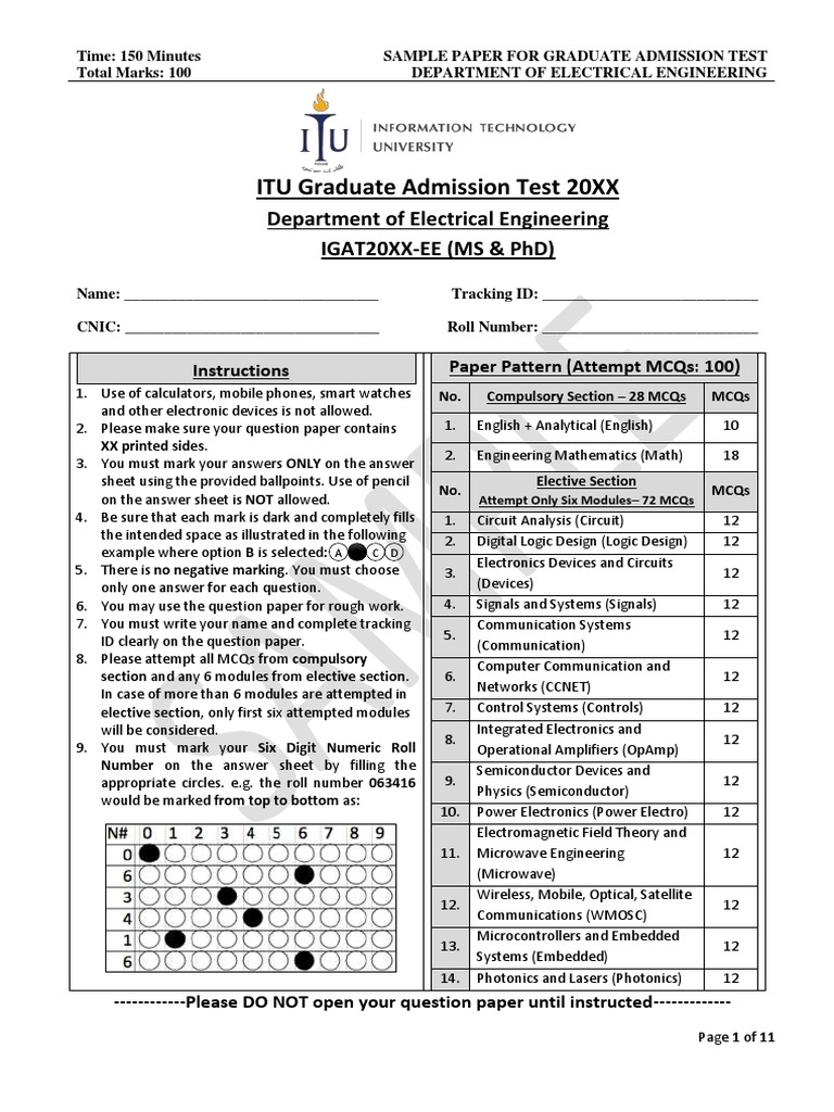 Itu Mscs Msds Phdcs Sample Test Paper | PDF | Bipolar Junction ...