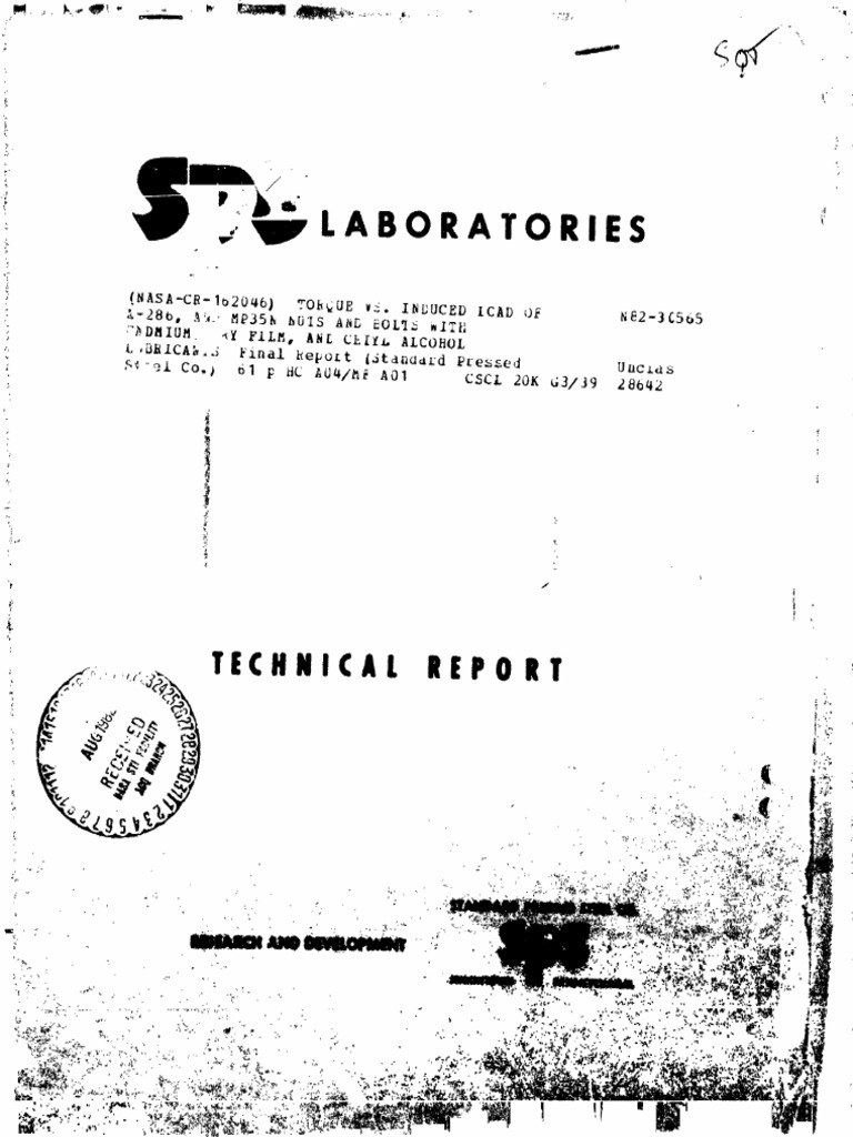 Torque Vs Tension For A286 Bolts | PDF | Chemical Product Engineering ...