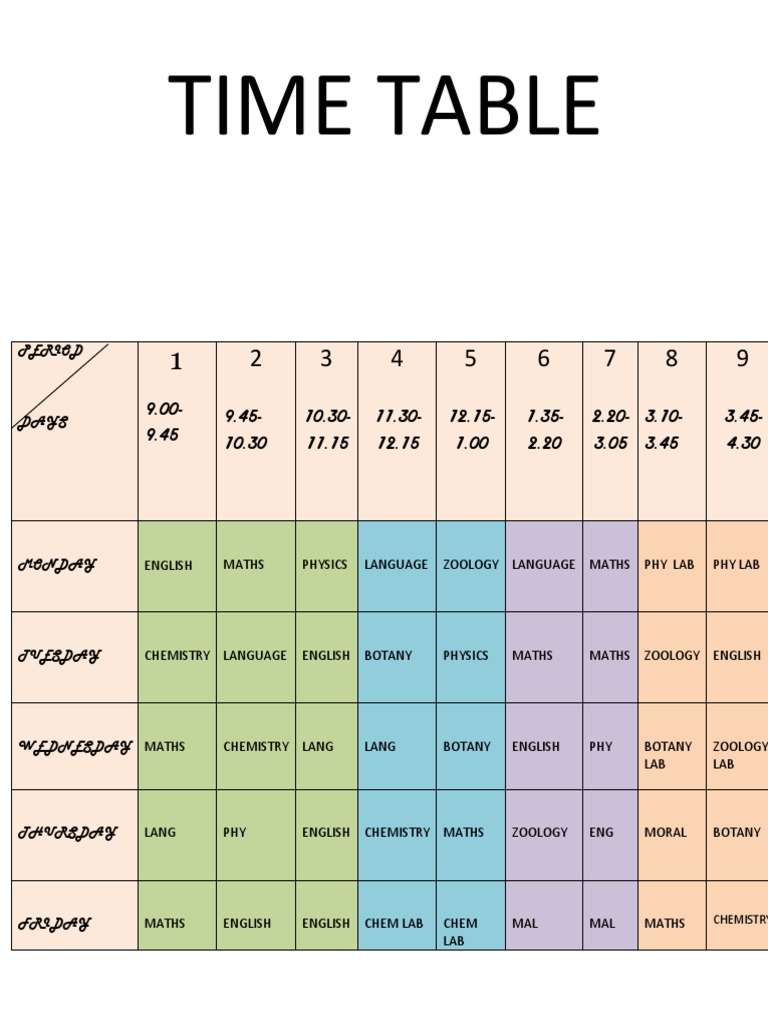 Time Table | PDF
