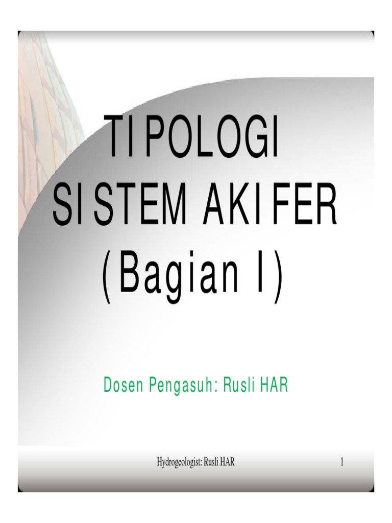 Tipologi Sistem Akifer - Bagian I - Rusli Har | PDF