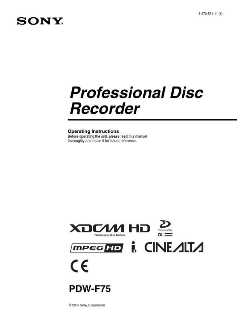Sony PDW F75 Manual PDF | PDF | Video | Digital Audio
