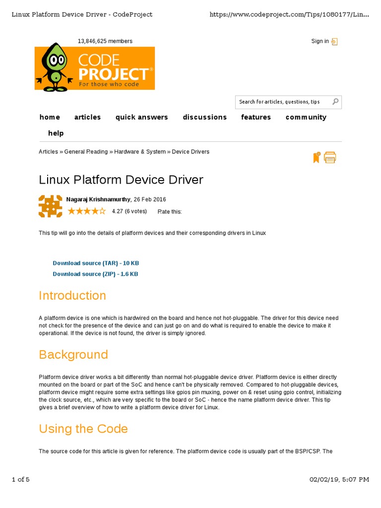 Platform Drivers in Linux | PDF | Device Driver | C Sharp (Programming ...