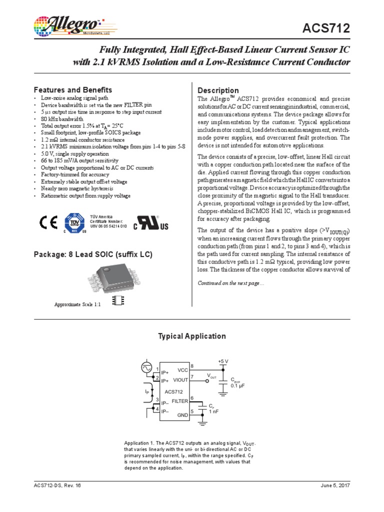 ACS712 - Datasheet | PDF | Power Supply | Sensor