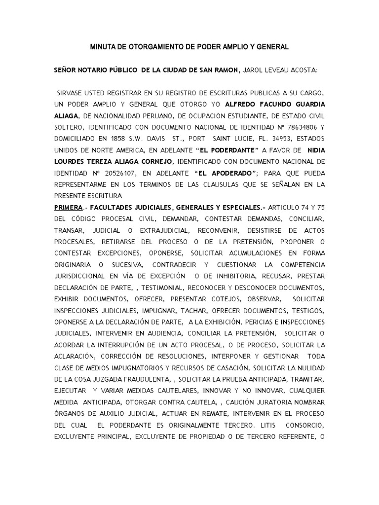 Minuta para Poder Amplio y General Alfredo Facundo | PDF | Esfera ...