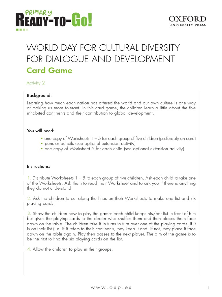 Cultural Diversity - Card Game | PDF | Printing Press | Oceania