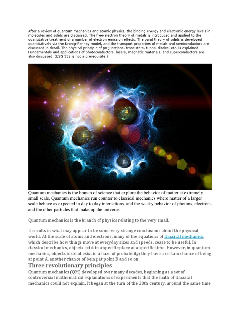 Three Revolutionary Principles: Classical Mechanics | PDF | Quantum ...