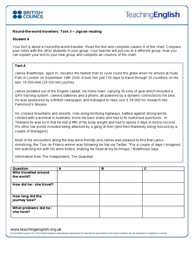 Jigsaw Reading para Alumnos Nivel Intermedio. | PDF