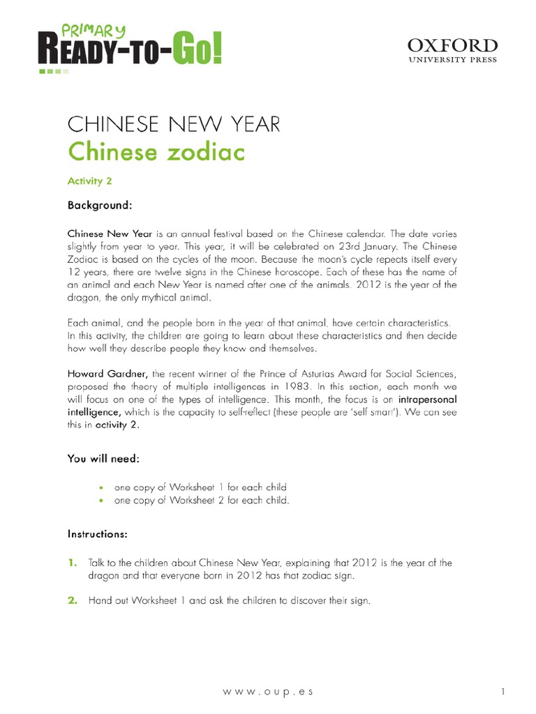 Chinese New Year - Chinese Zodiac | PDF