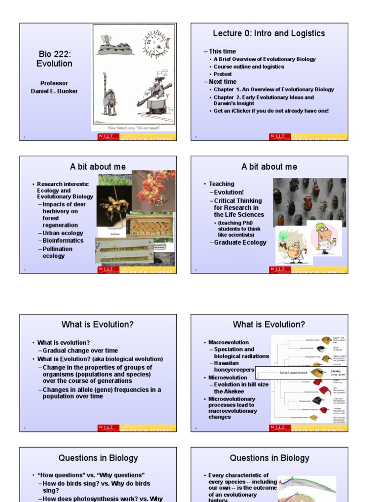 Bio222 - Lecture-00 Intro and Logistics - Key PDF | PDF | Evolution ...