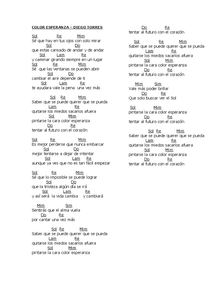 Color Esperanza Acordes | PDF | Ocio