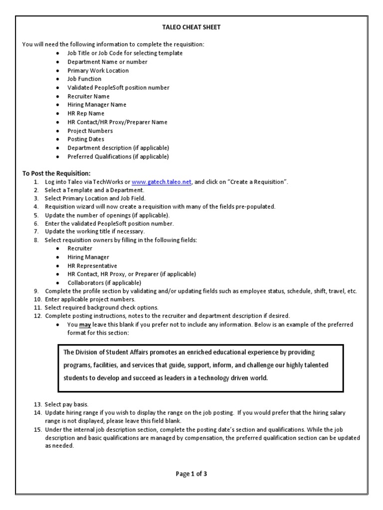 Tale o Cheat Sheet | PDF | Recruitment | Business