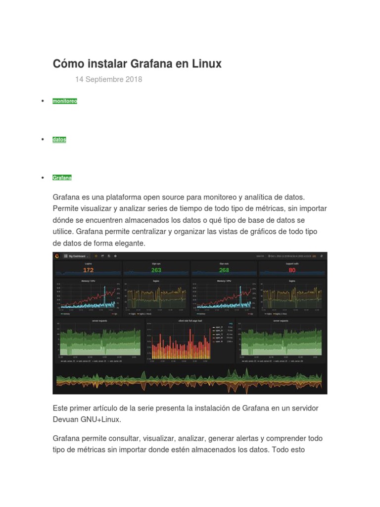 Cómo Instalar Grafana en Linux | PDF | Postgre Sql | SQL