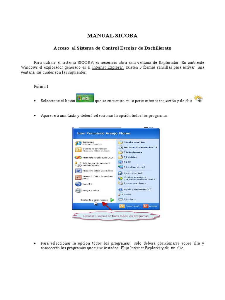 Sicoba Manual | PDF | Point and Click | Ventana (informática)