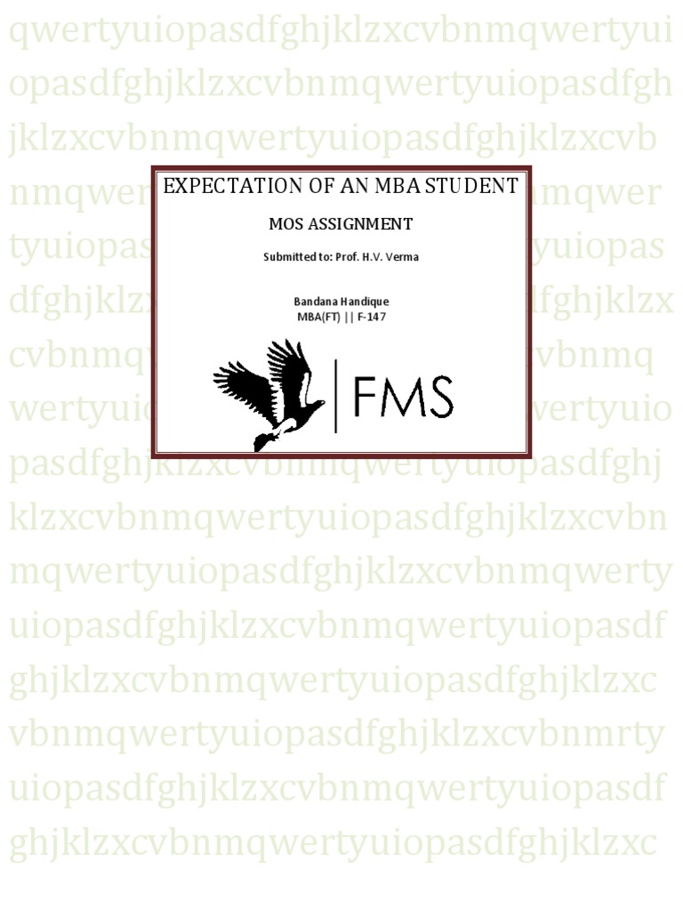 Expectation of An Mba Student: Mos Assignment | PDF | Cognitive Science | Psychological Concepts