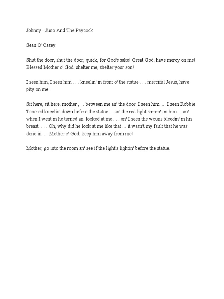 Johnny - Juno and The Paycock PDF | PDF
