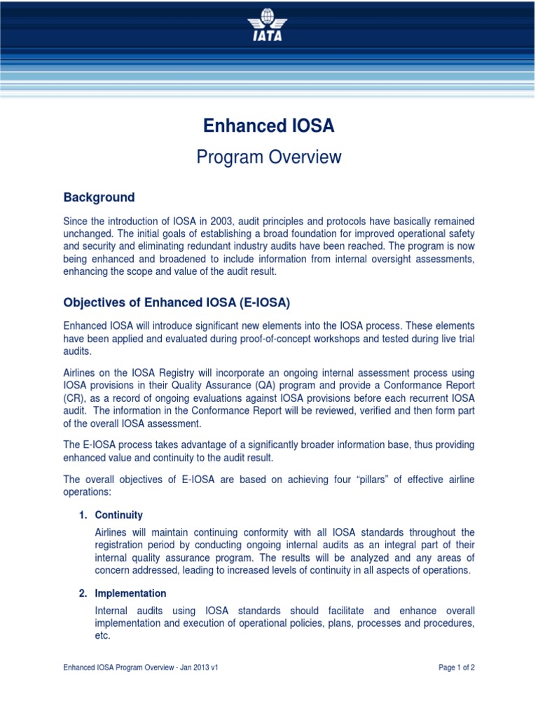 Enhanced IOSA: Program Overview | Download Free PDF | Internal Audit ...
