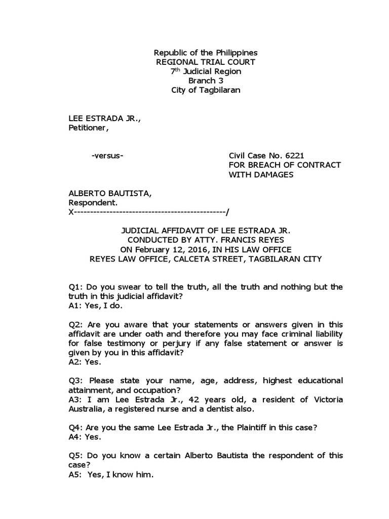 Judicial Affidavit | PDF | Affidavit | Perjury