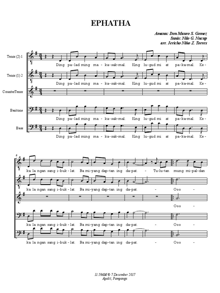 Ephatha For Male Chorus | Download Free PDF | Vocal Music | Opera