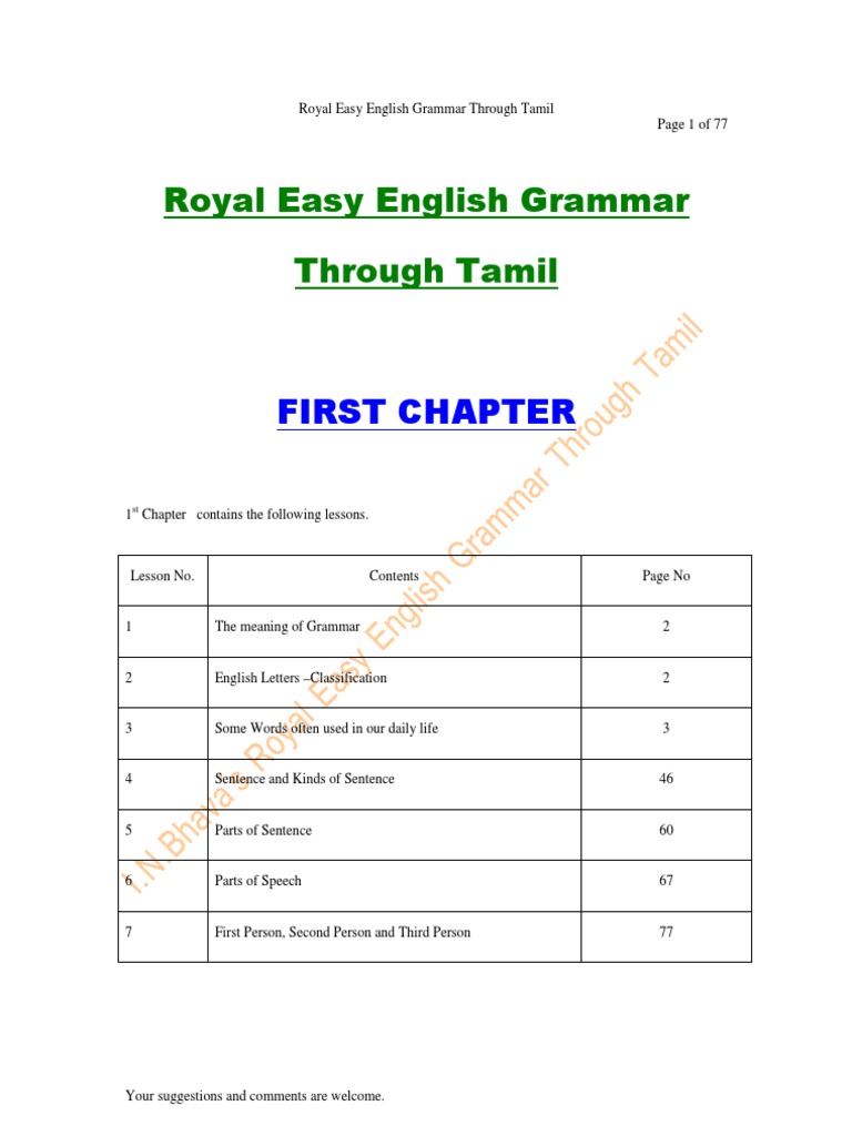 Grammar With Tamil Explanation | PDF | Tamil Language | Verb
