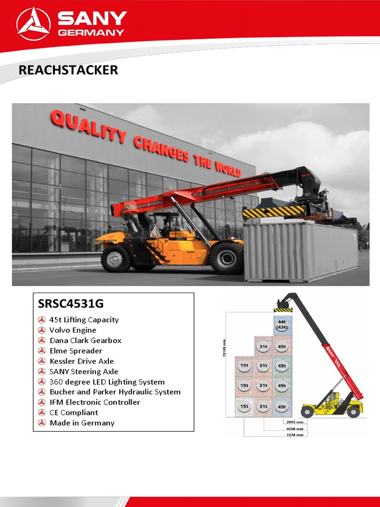 SANY Reach Stacker | PDF | Transmission (Mechanics) | Axle