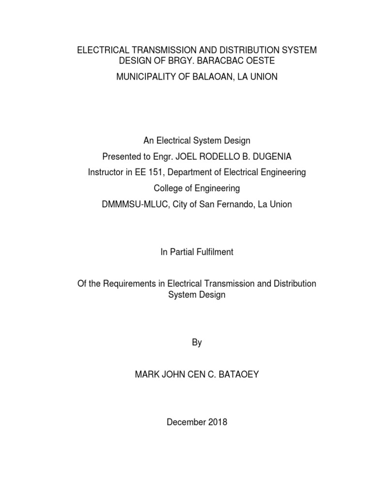 Electrical System Design in La Union | PDF | Electricity | Electrical ...
