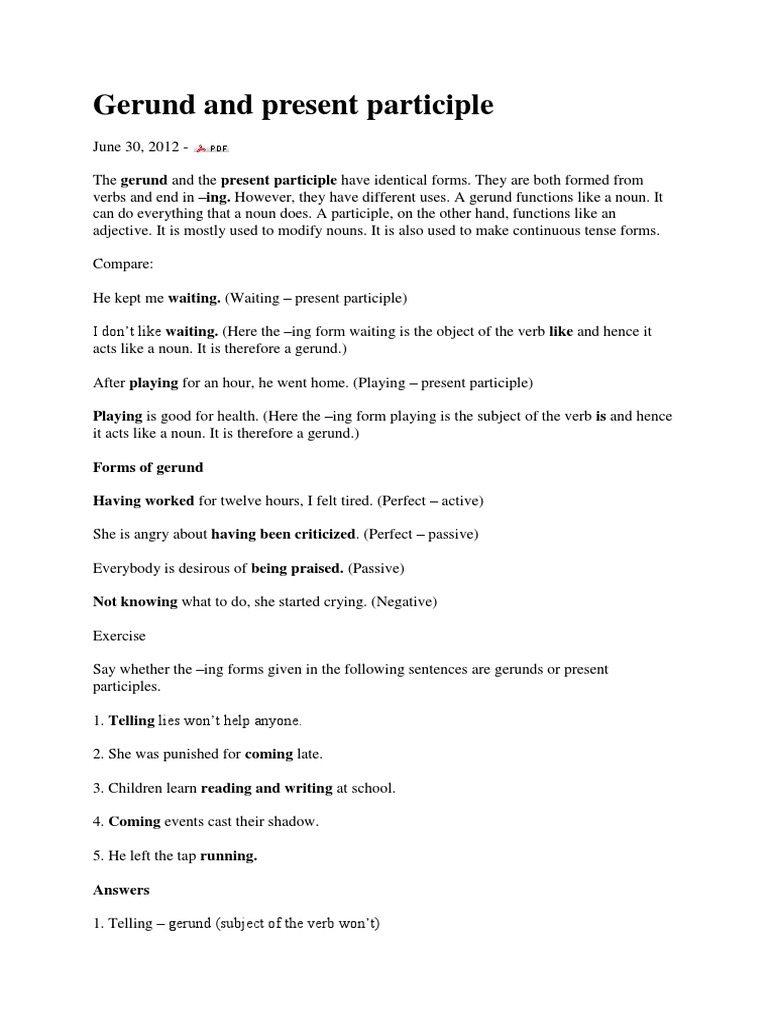 The Distinction Between Gerunds and Present Participles: A Guide to ...