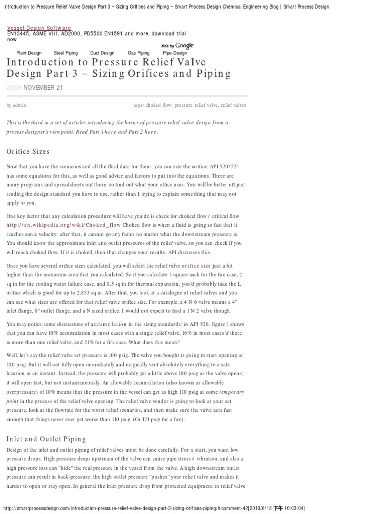 Introduction To Pressure Relief Valve Design Part 3 - Sizing Orifices ...