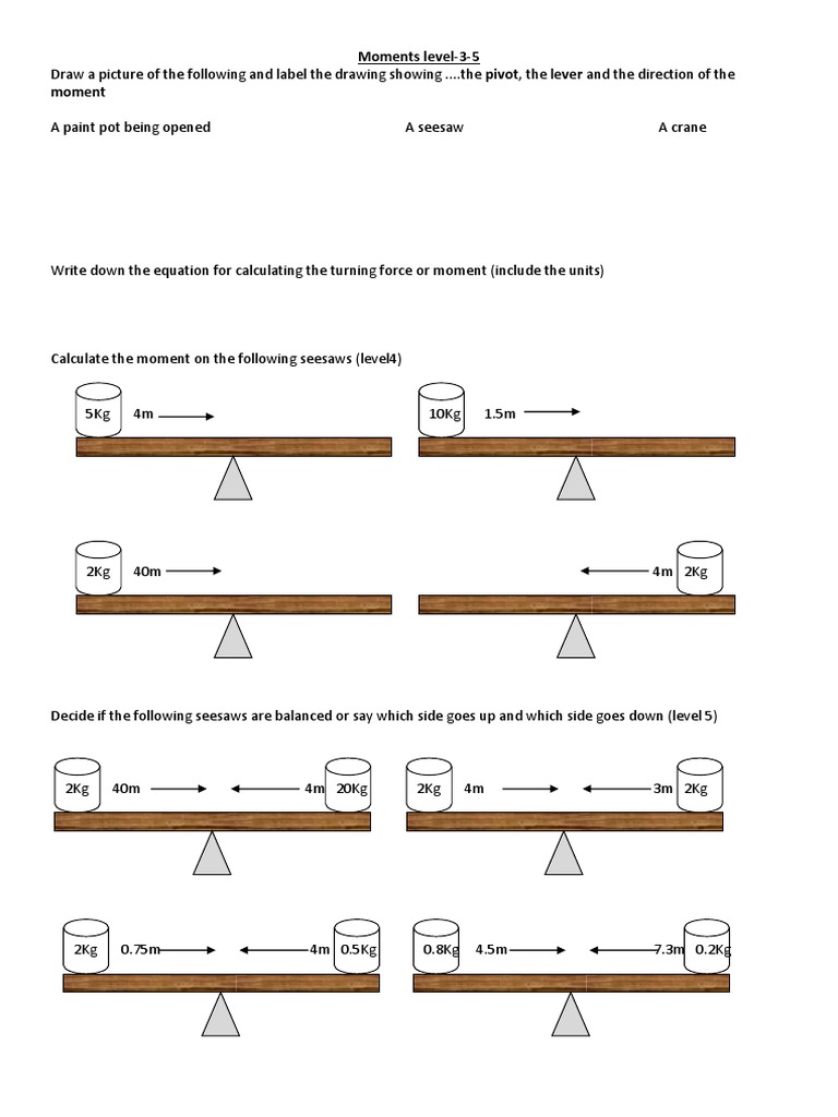 Moments level-3-5: Calculating and balancing seesaws | PDF