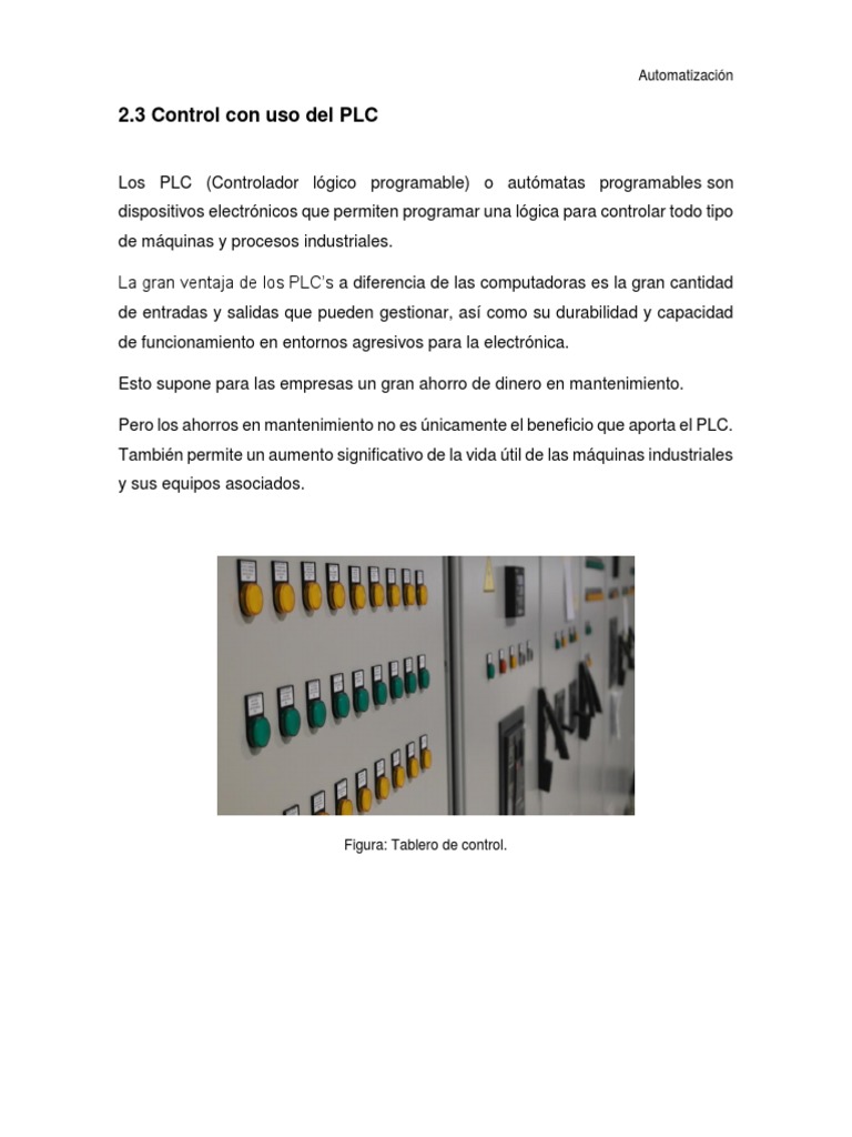 2.3 Control Con Uso Del PLC | PDF | Controlador lógico programable ...