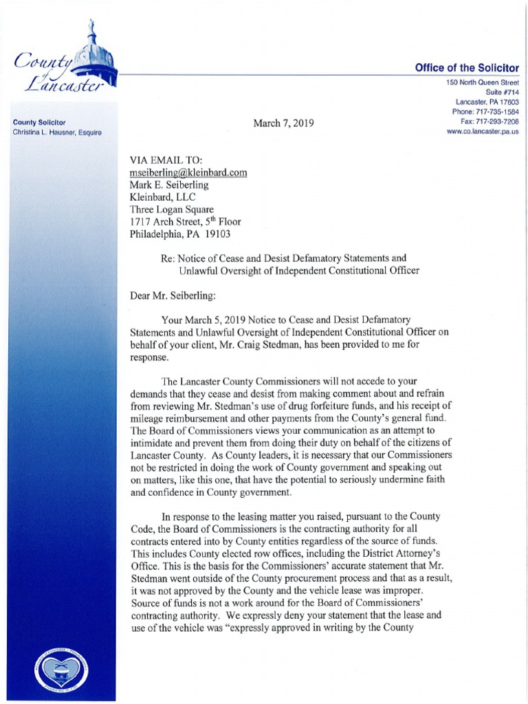 Cease and Desist Response Letter | PDF