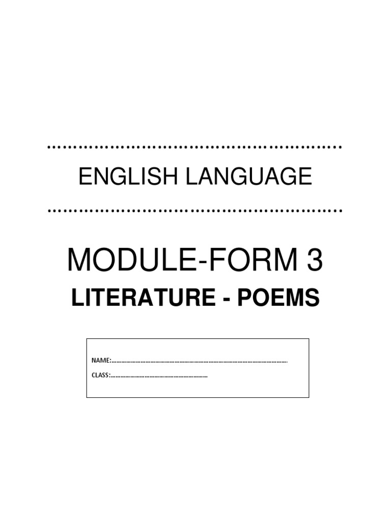 Literature-Poems - Form 1-Form 3 | PDF | Reason | Poetry