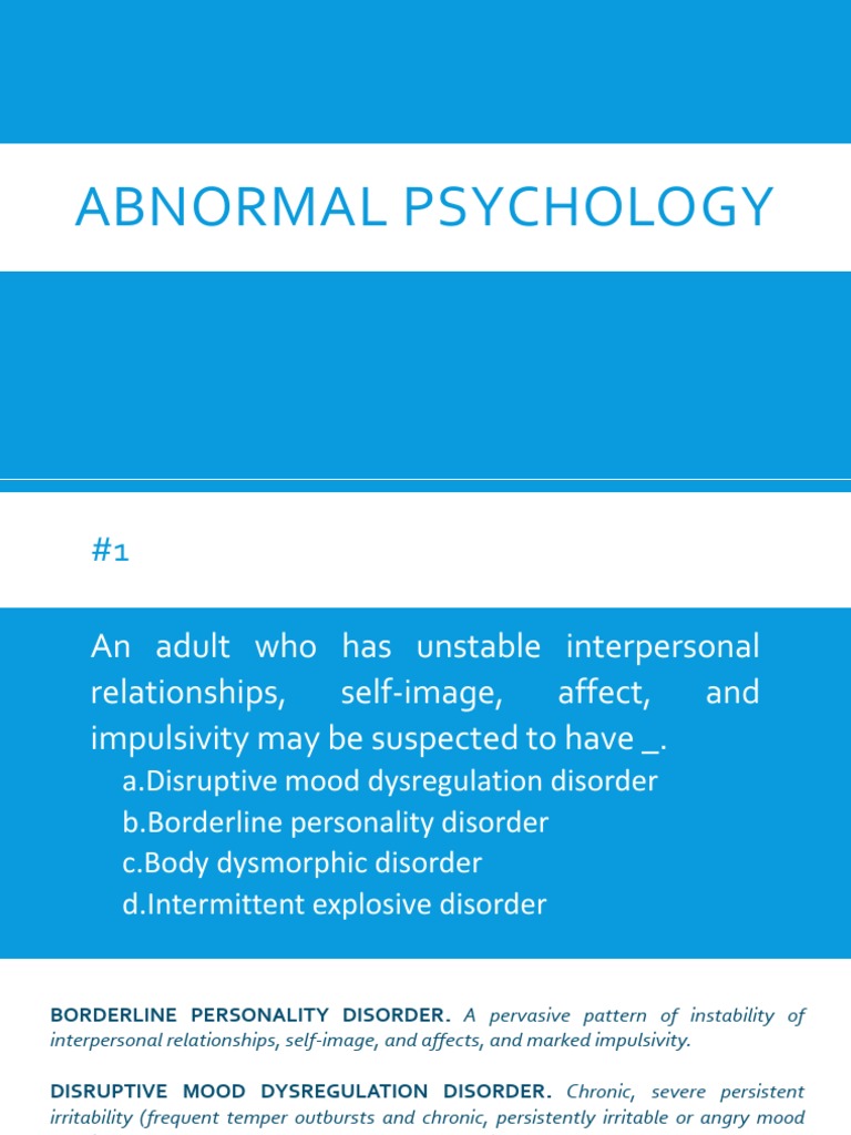 Abnormal Psychology | Personality Disorder | Anxiety Disorder