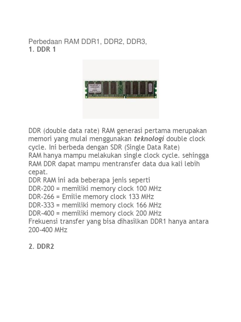 Perbedaan RAM DDR1 | PDF | Komputer