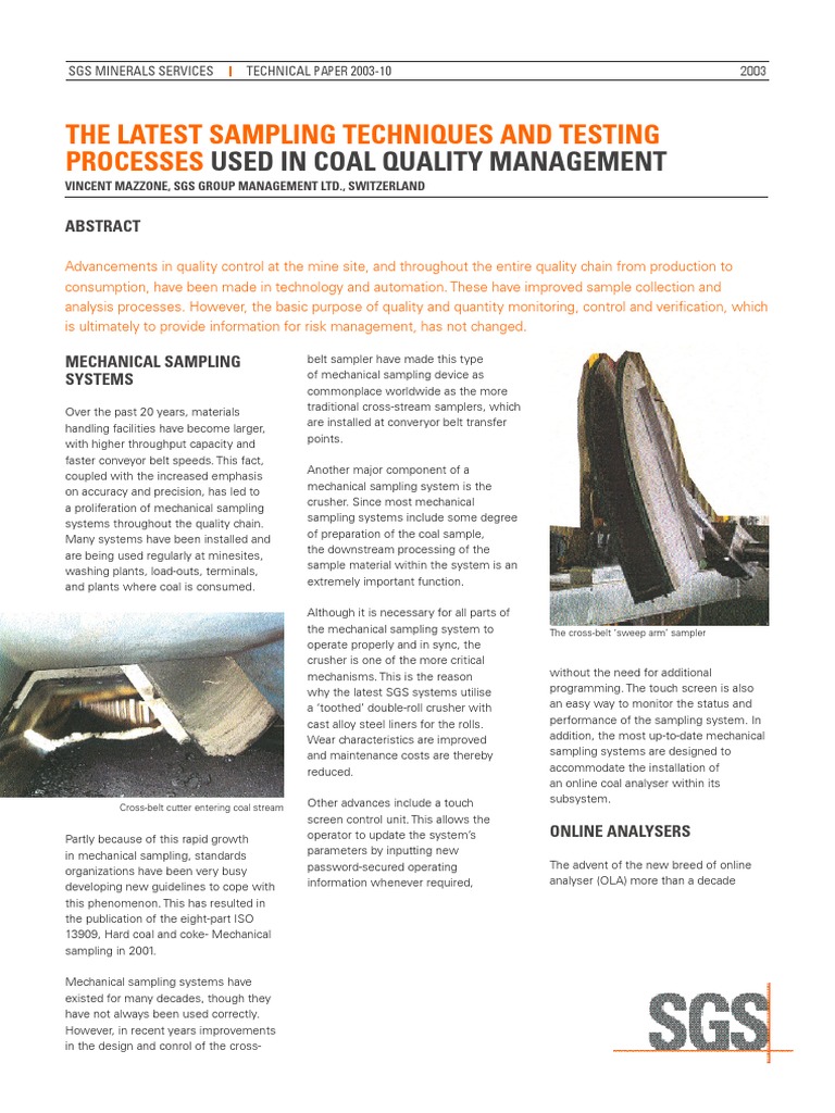 SGS MIN TP2003 10 Coal Quality Management.pdf | Calibration | Sampling (Statistics)