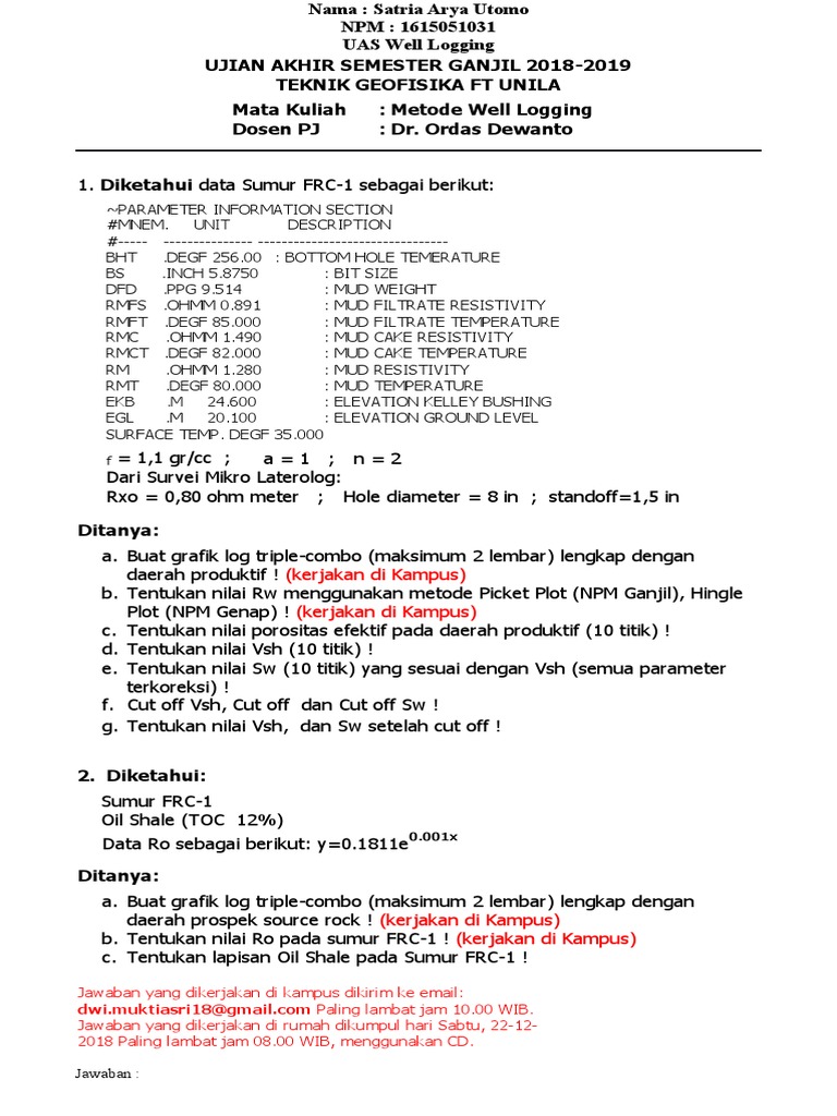 Analisis Log Triple Combo Sumur FRC-1 | PDF
