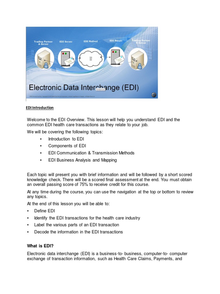 An Introduction to Electronic Data Interchange (EDI) in the Healthcare Industry | PDF ...