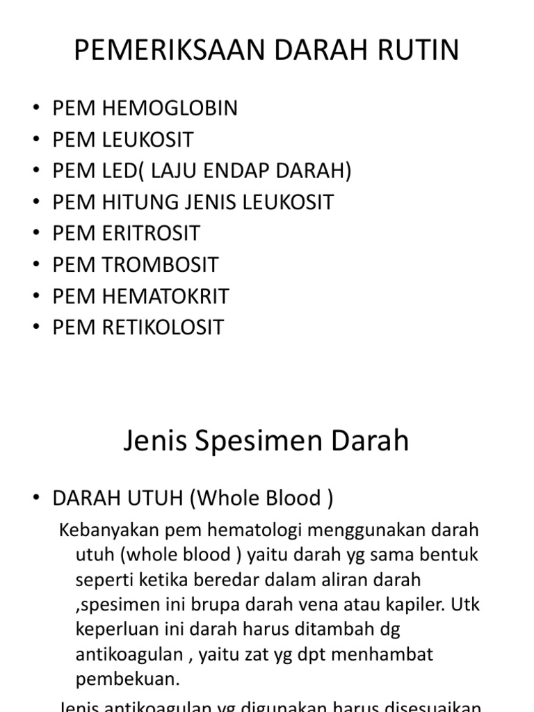Pemeriksaan Darah Rutin | PDF
