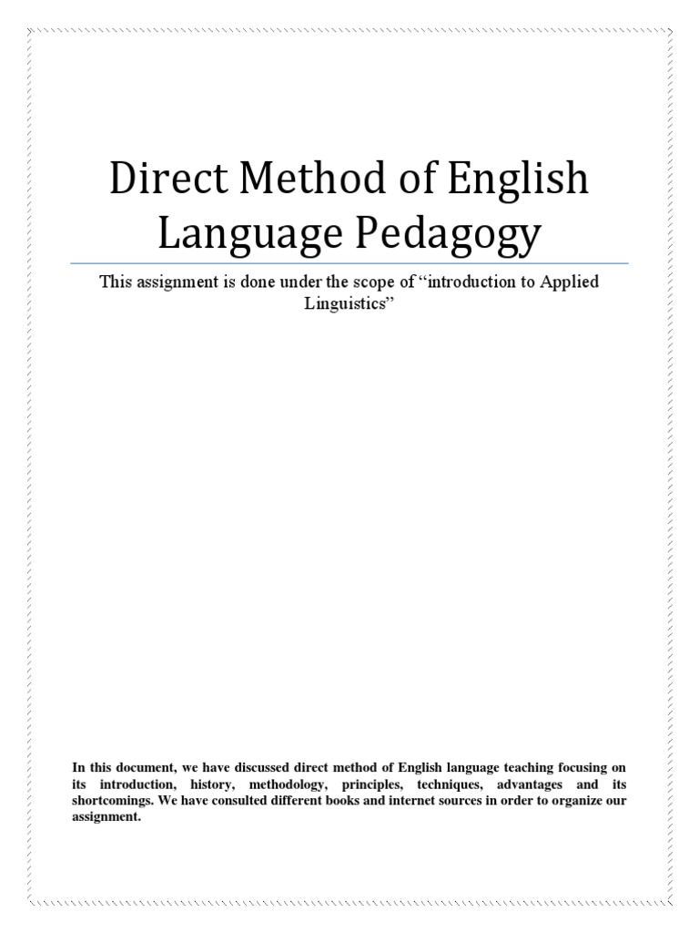 Direct Method of English Language Pedagogy | Download Free PDF ...