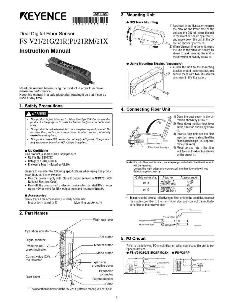 FS-V21/21G/21R (P) /21RM/21X: Instruction Manual | PDF | Sensor ...