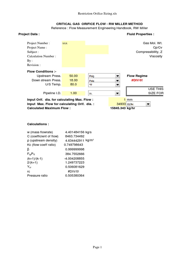 Restriction Orifice Sizing PDF | PDF | Materials Science | Liquids