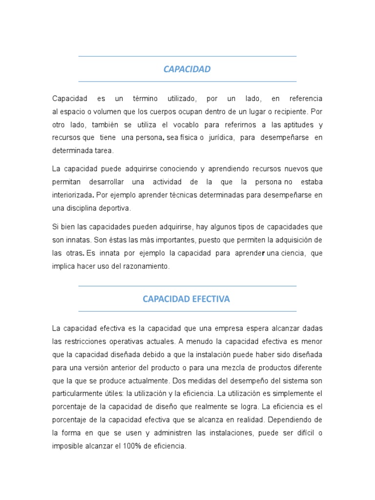 Capacidades, Efectiva y Diseñada | PDF | Diseño | Economias