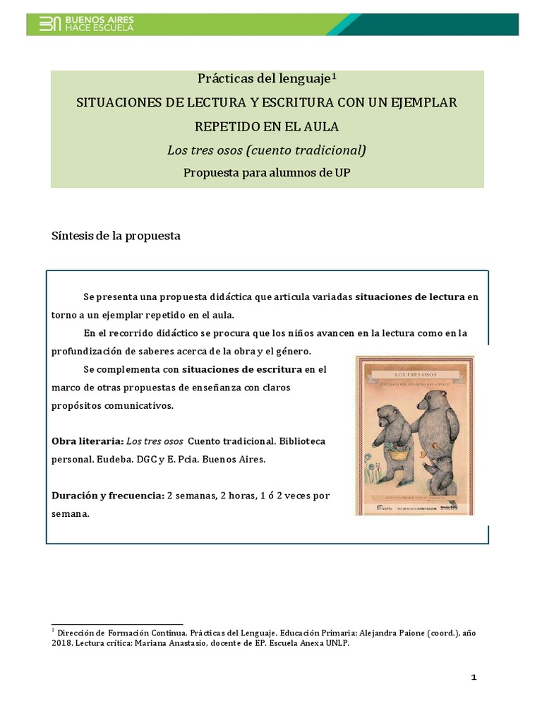 Secuencia Los Tres Osos | PDF | Cuentos | Escritura