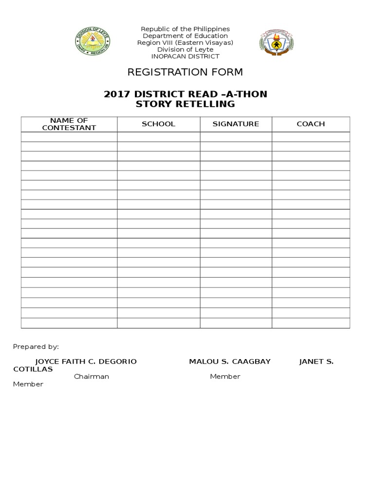 Registration Form-Read A Thon | PDF
